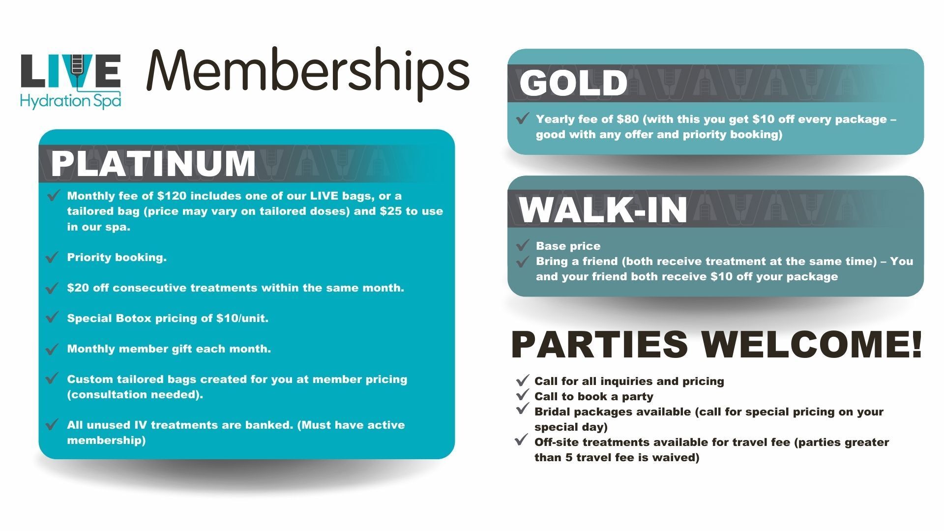 Memberships | LIVE Hydration Spa